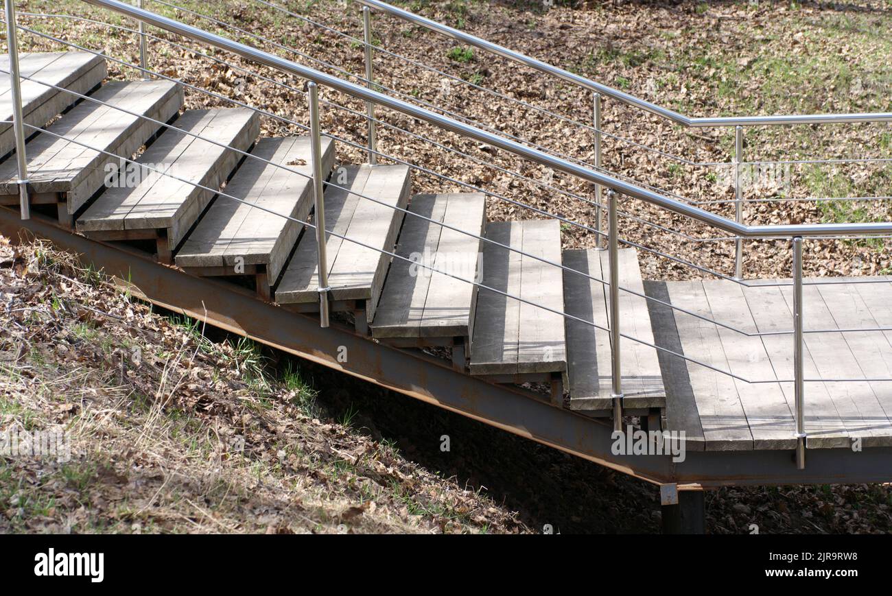 wooden stairs in park at dry sunny summer day Stock Photo - Alamy