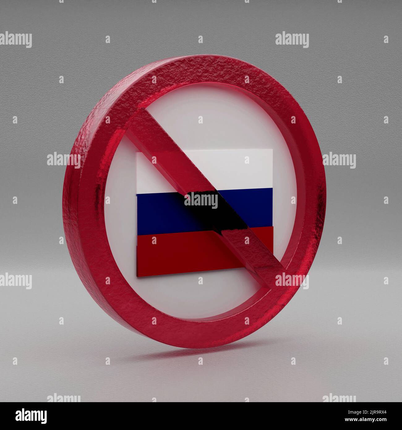 Beautiful abstract illustration Flag Russia Forbidden, prohibiting sign ...