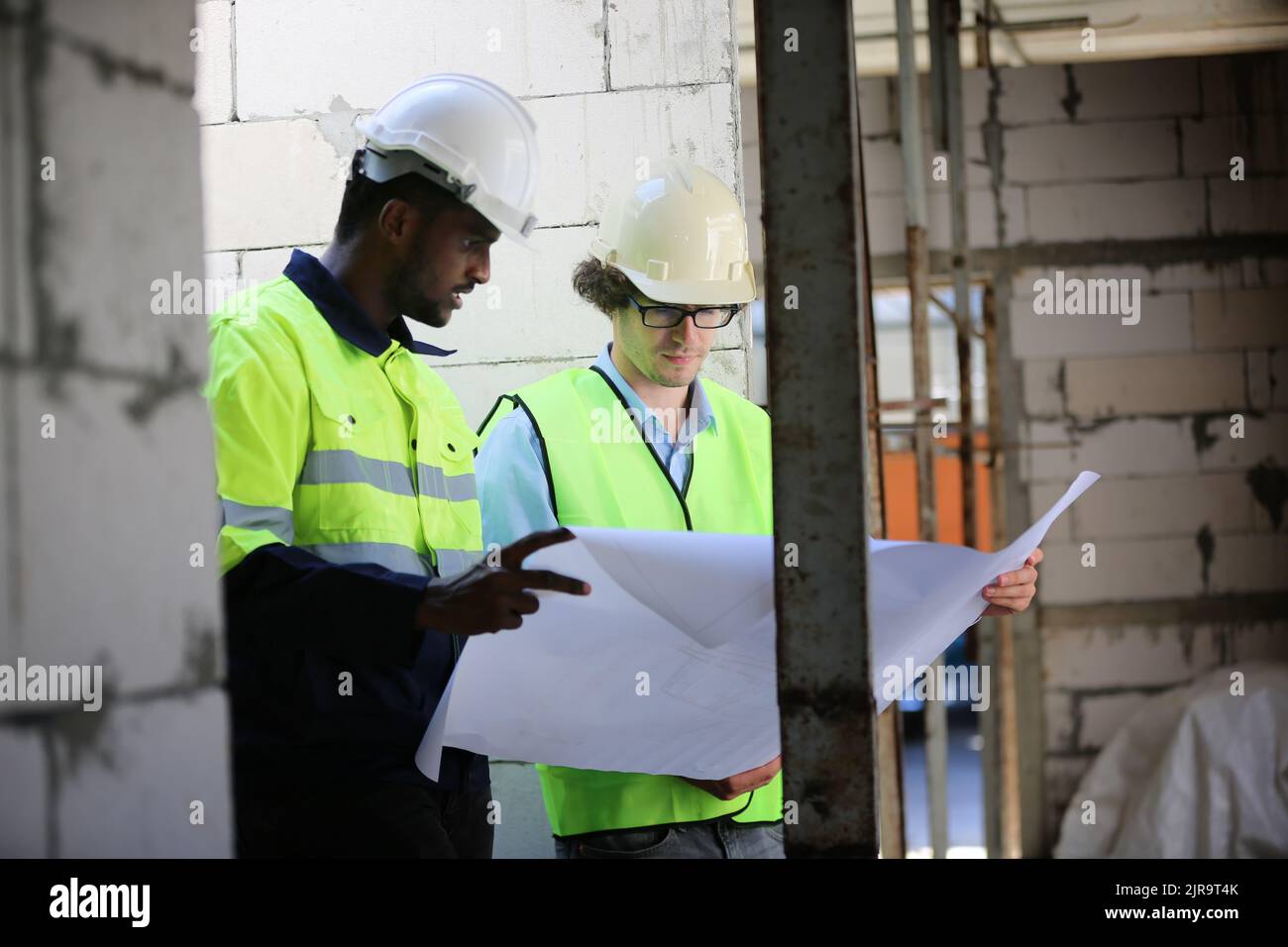 Residential Building. Construction Industry. Caucasian Contractor in ...