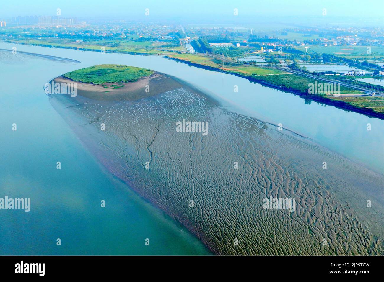 RUGAO, CHINA - AUGUST 23, 2022 - An exposed beach in the middle of the ...