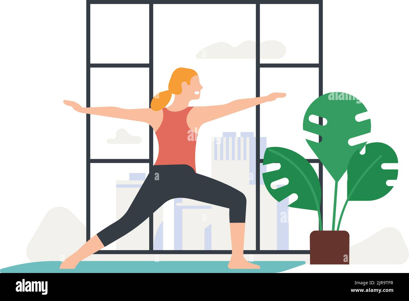 Morning exercise in the morning Stock Vector Images - Alamy