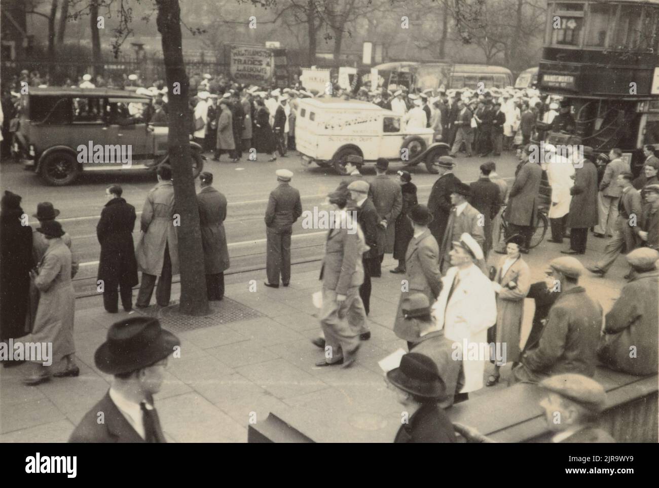 London street traffic, 1930s, England, by Eric Lee-Johnson Stock Photo ...