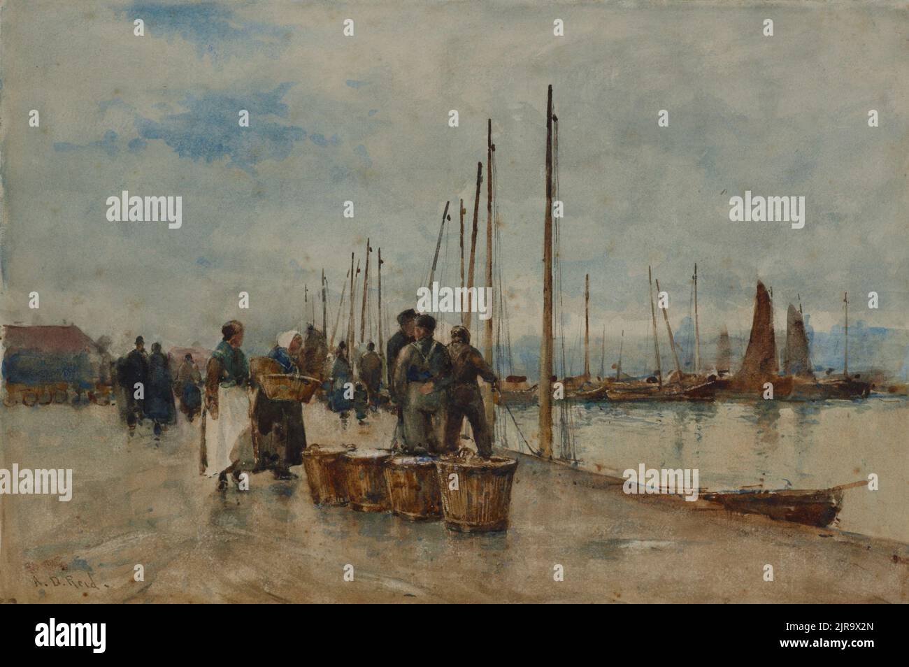 Fisherman on quay, France, by Archibald Reid. Gift of Archdeacon F.H.D ...