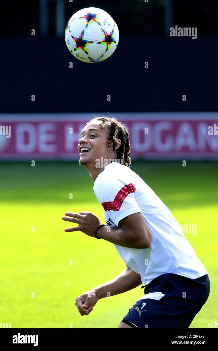 EINDHOVEN - Xavi Simons of PSV during training at De Herdgang in ...