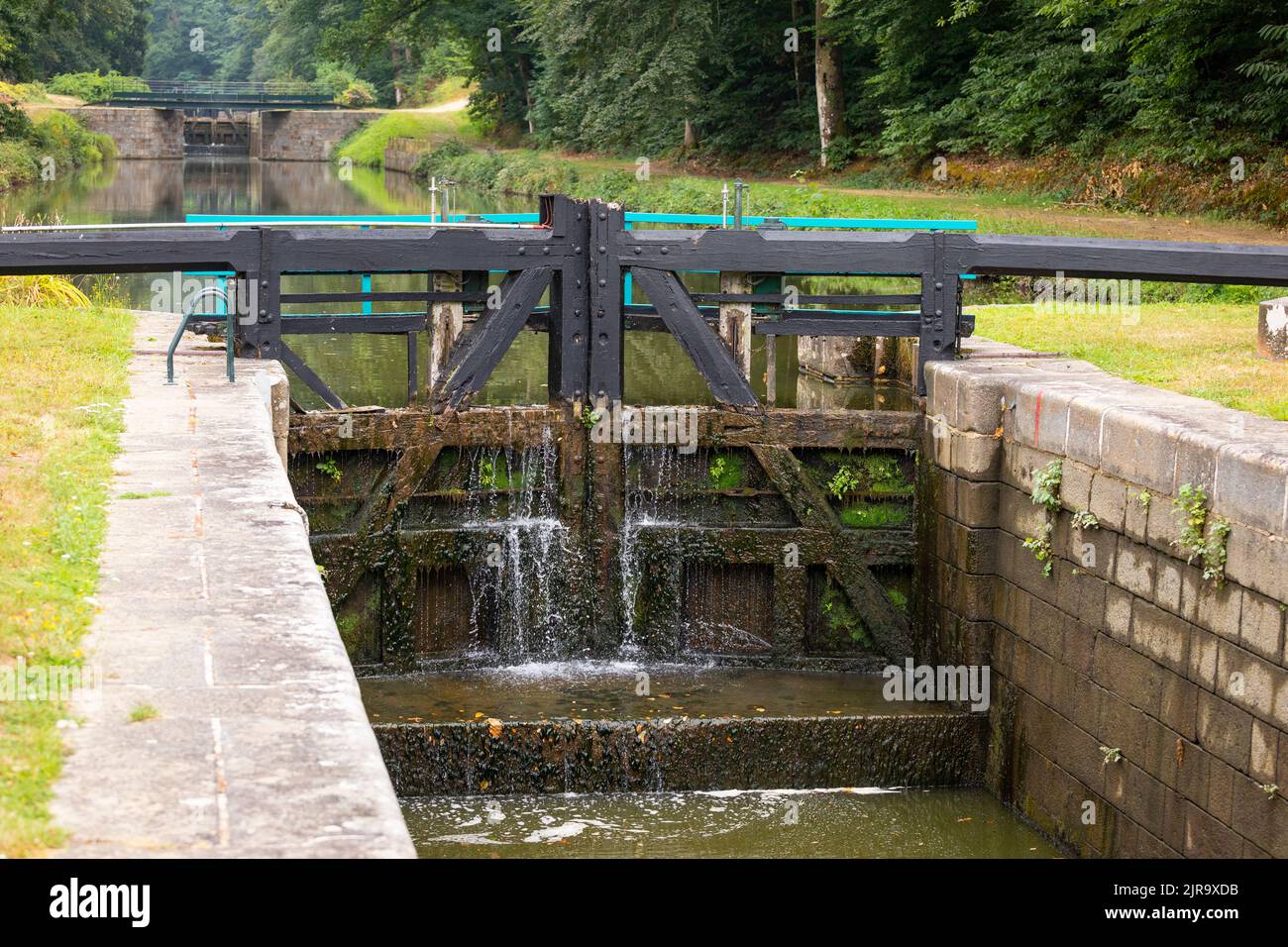 Tourist attraction at the locks of canal Hédé‑Bazouges, brittany ...