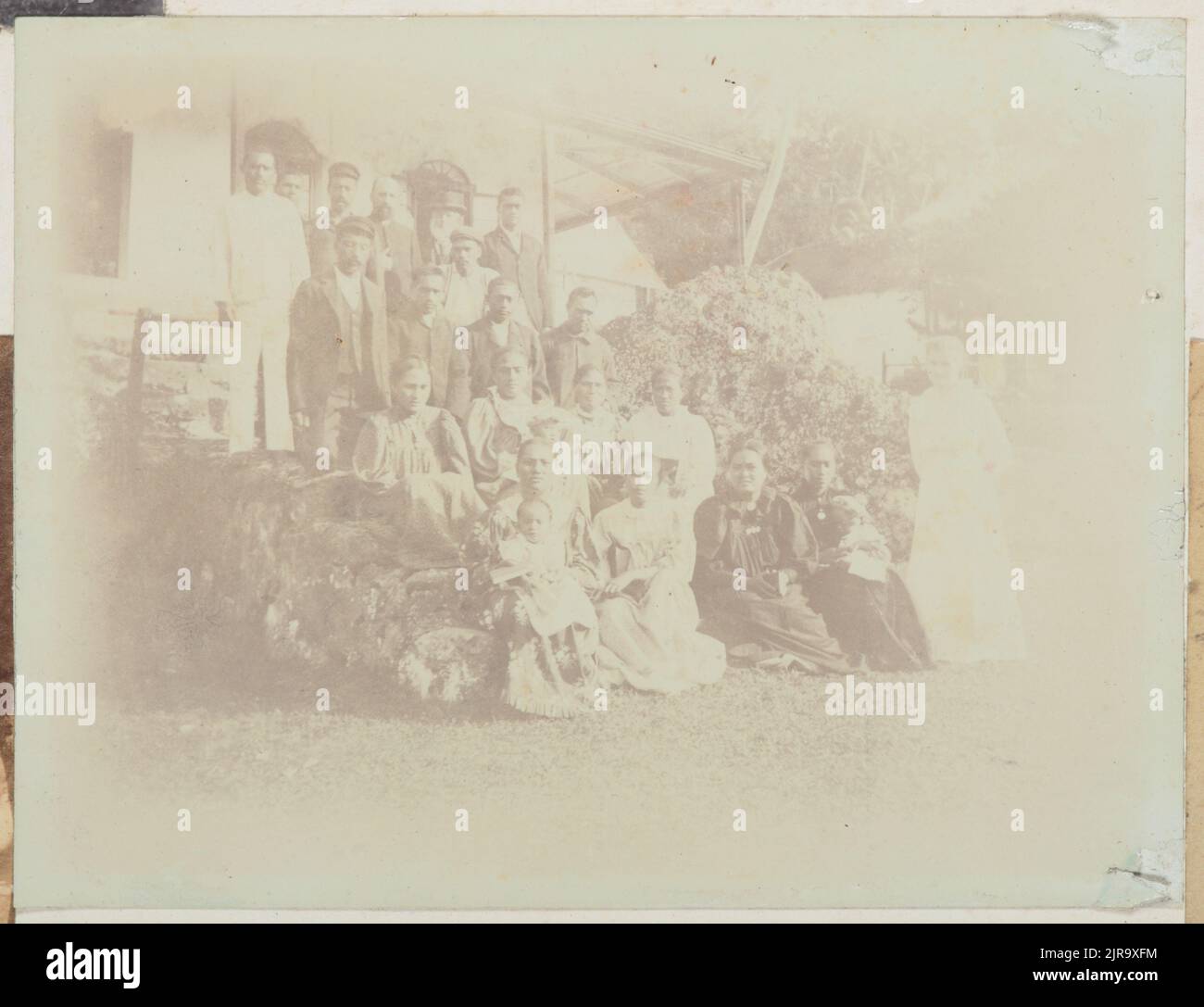Group Portrait of Cook Islands Maori men and women with Rev and Mrs ...