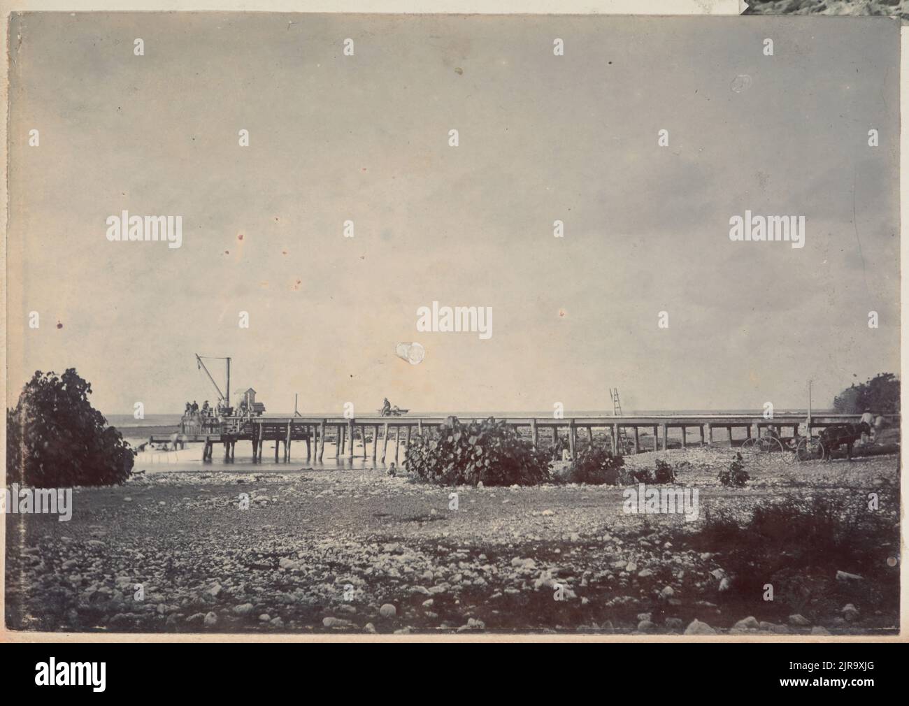 Loading at a wharf. From the album: Cook Islands, circa 1896, Rarotonga ...