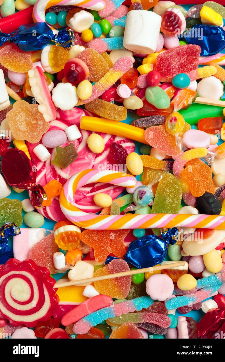 Different colorful fruit candy Stock Photo - Alamy