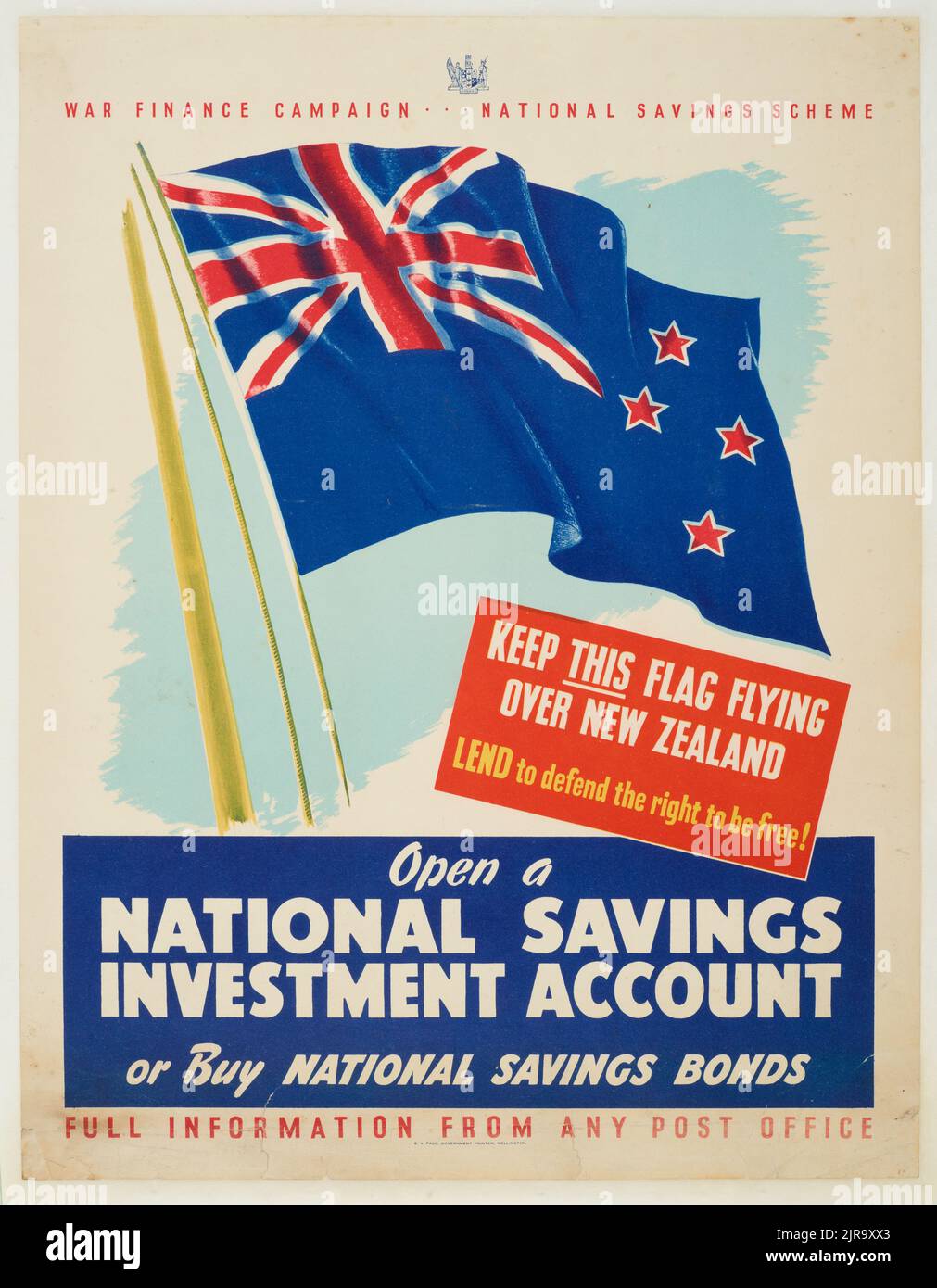 Poster, 'War Finance Campaign', October 1940, Wellington, by E Paul, N ...