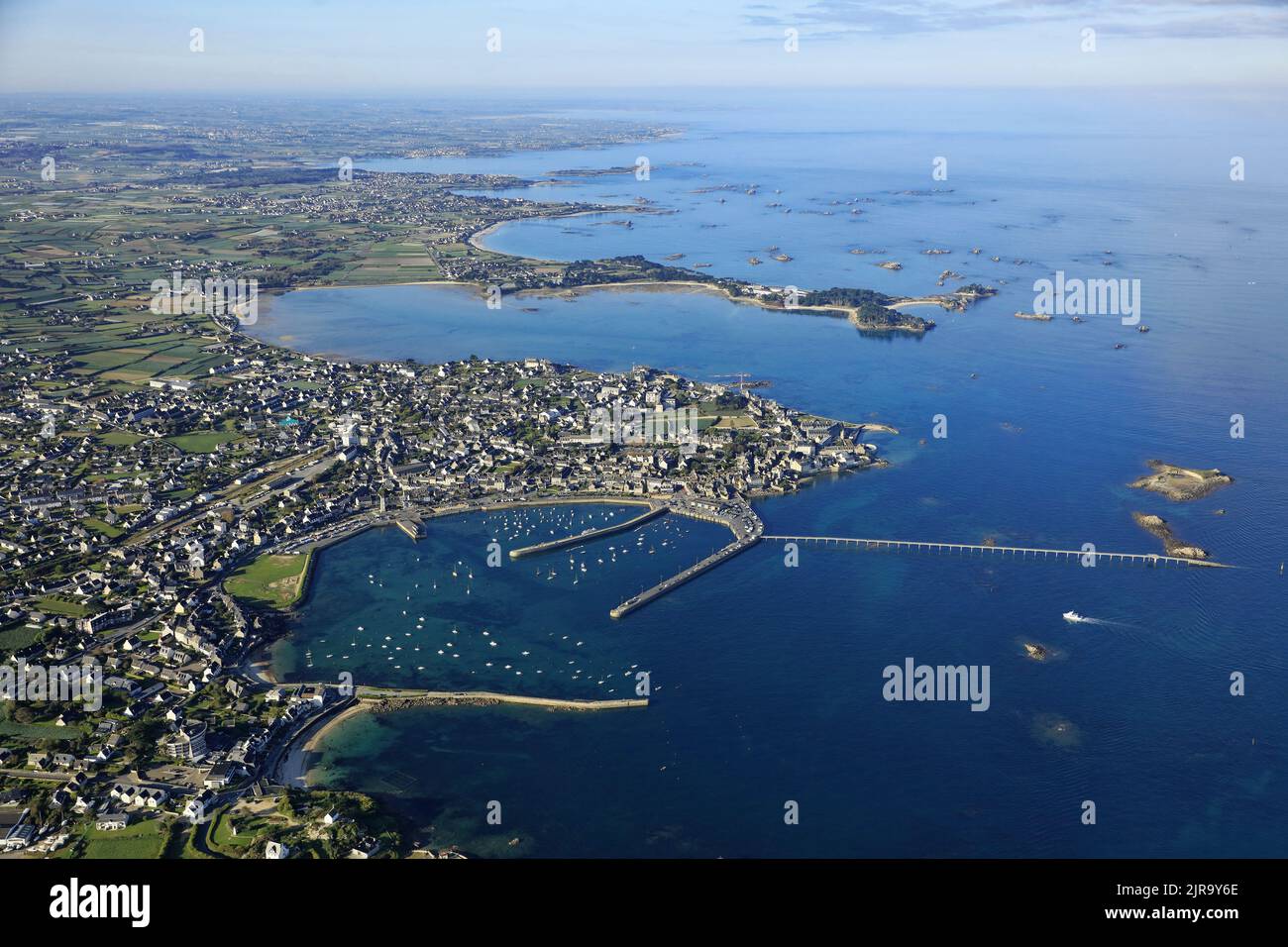 Roscoff (Brittany, north-western France): aerial view of the “pays de ...