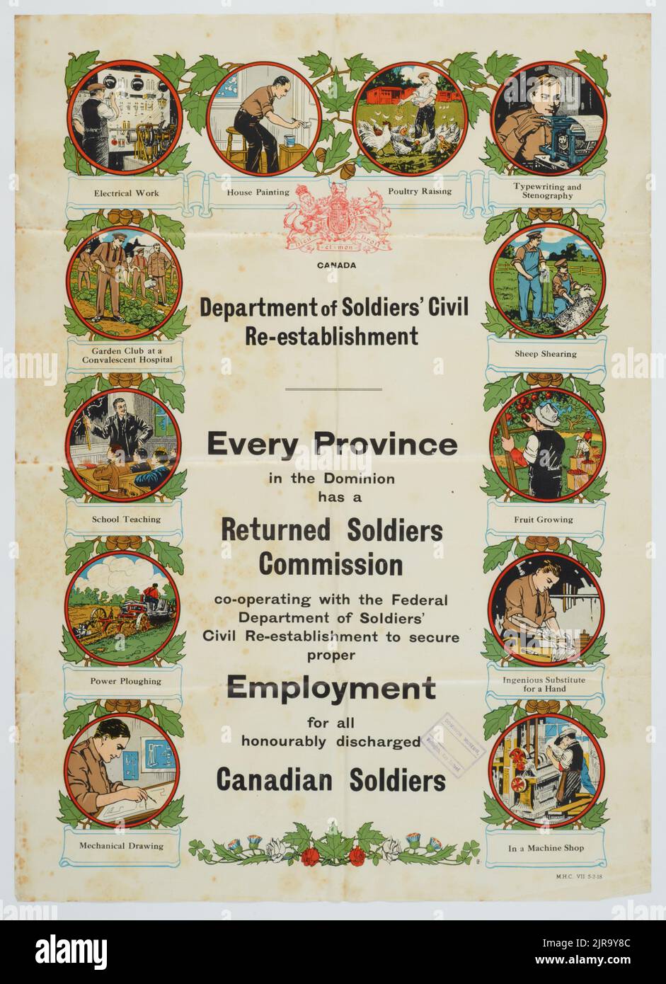 Poster, 'Department of Soldiers' Civil Re-establishment', 1918, Canada ... Poster, 'Department of Soldiers' Civil Re-establishment', 1918, Canada ...