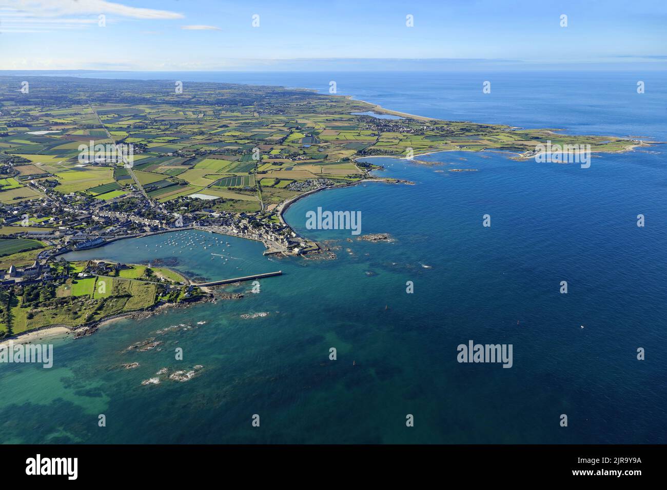 Barfleur (Normandy, north-western France): aerial view of the coast ...