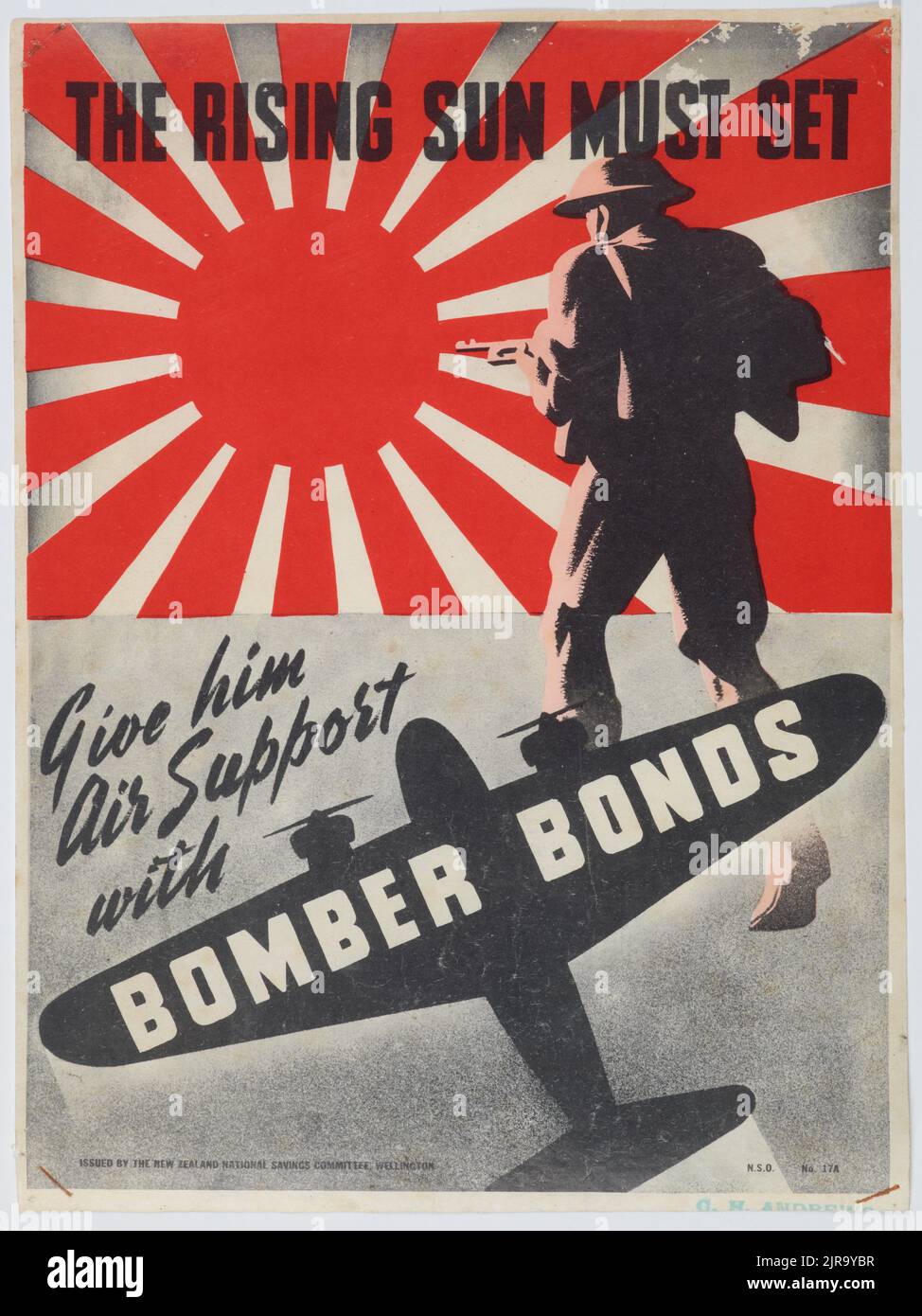 Poster, 'The Rising Sun Must Set', 1942, Wellington, by New Zealand ...