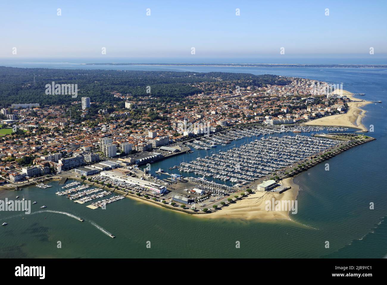 Arcachon (south-western France): aerial view of the seaside resort and ...