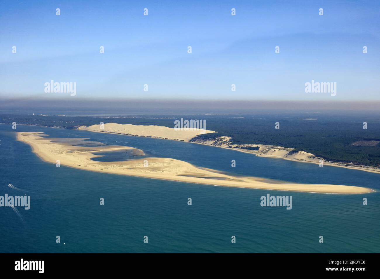 Gironde (south-western France): aerial view of the Arguin sandbank at ...