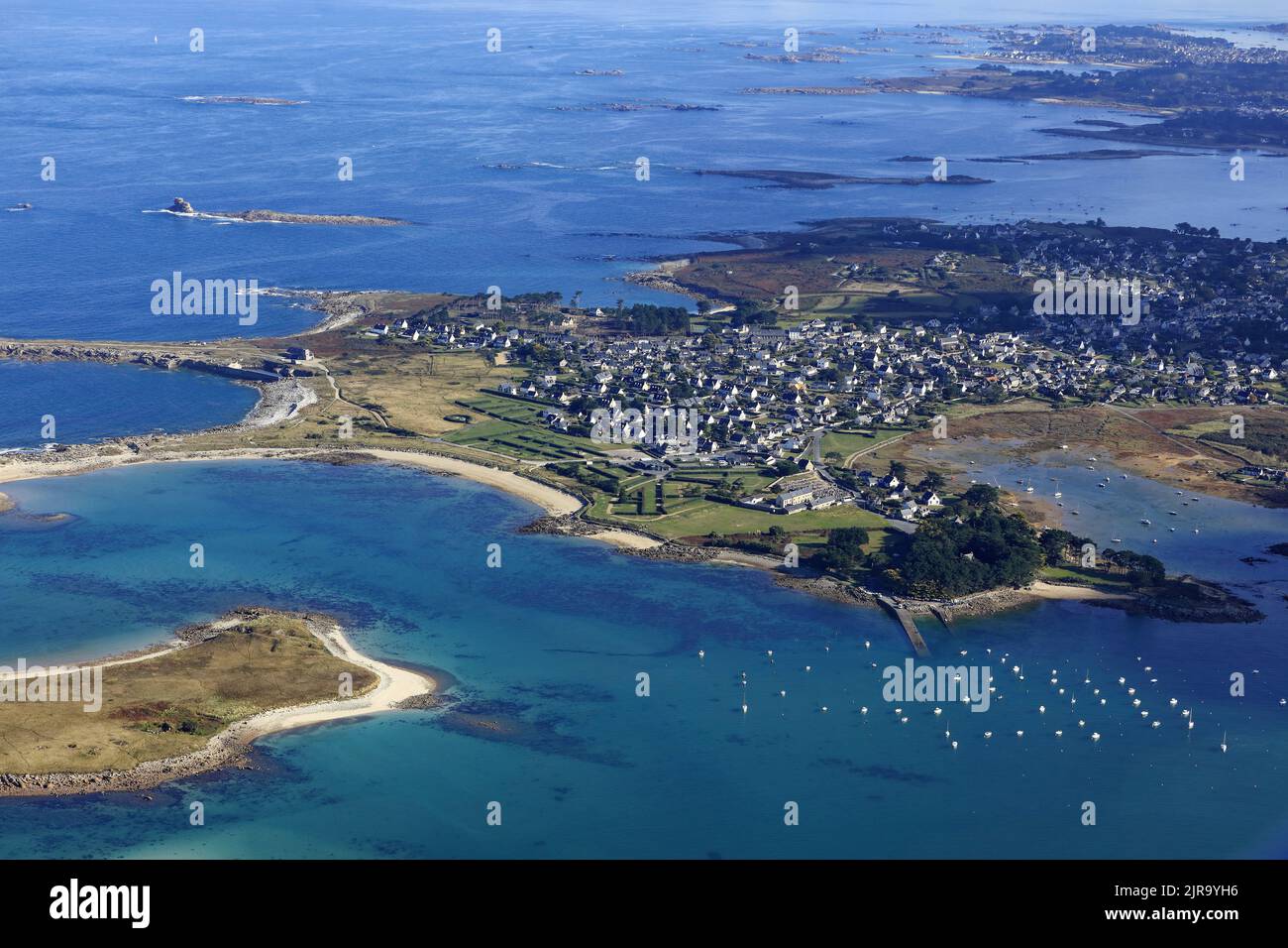 Pleumeur-Bodou (Brittany, north-western France): aerial view of the ...