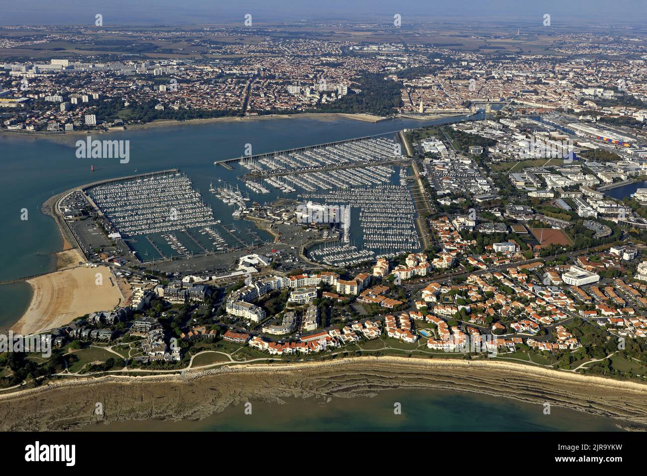 La Rochelle (central-eastern France): aerial view of the marina of Les ...