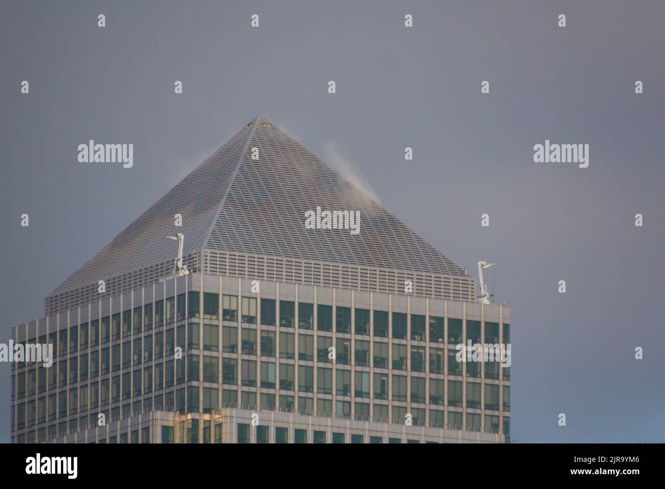 A closeup of a skyscraper's roof on a rainy day, London Stock Photo - Alamy