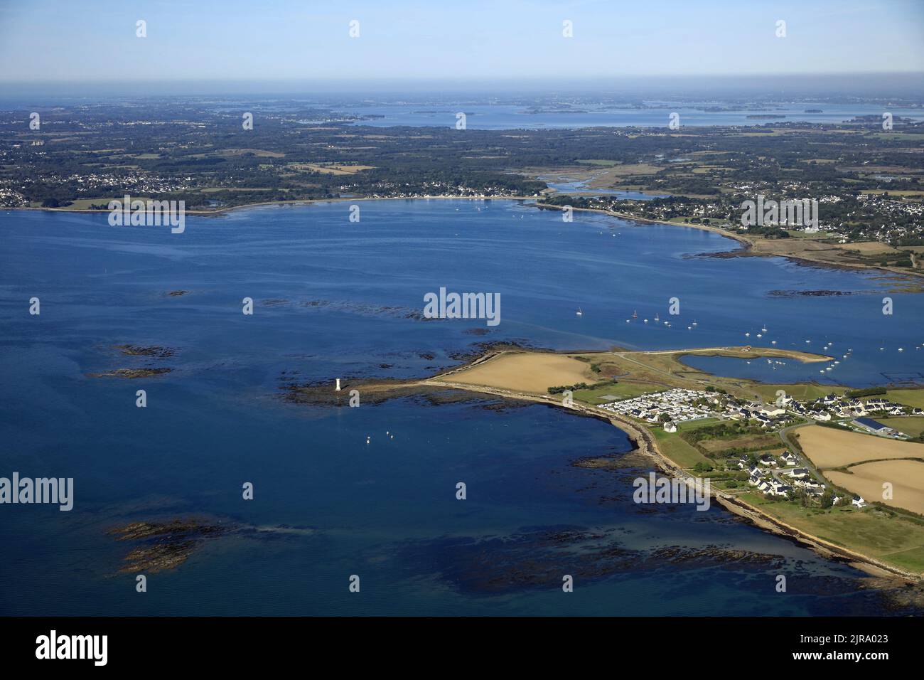 Damgan (Brittany, north-western France): aerial view of the Lenn ...