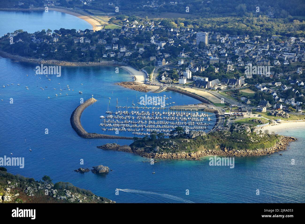 Trebeurden (Brittany, north-western France): aerial view of the seaside ...