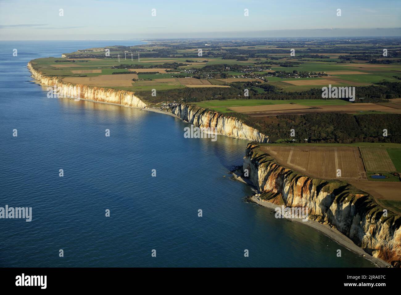 Fecamp (Normandy, northern France): aerial view of the coast, the wind ...