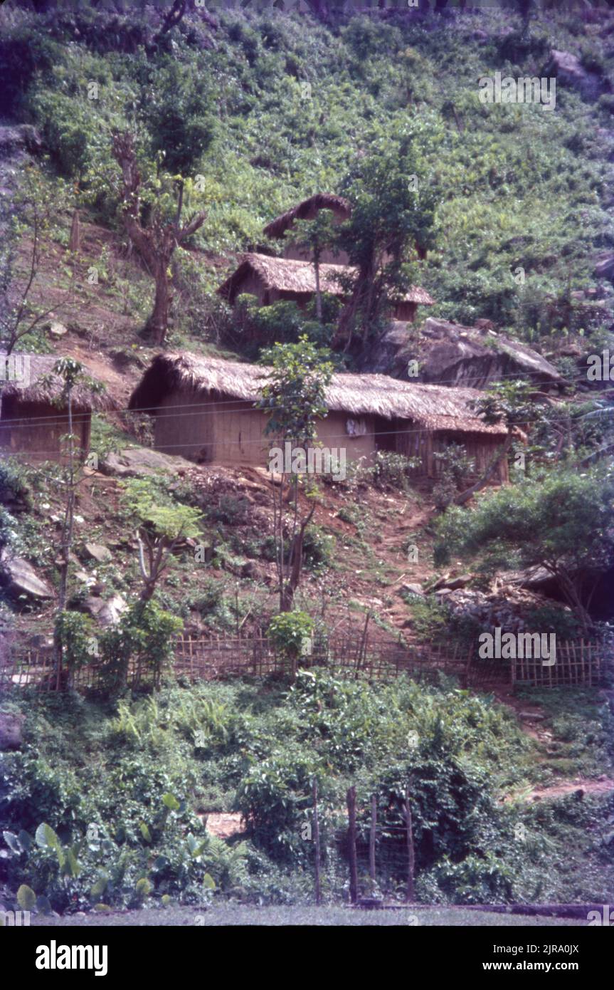 Small houses on hill side, near Bashistha Ashram, Guwahati, Assam ...