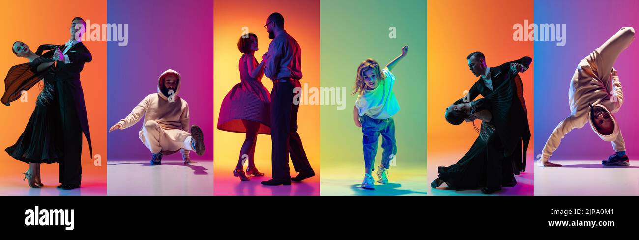 Representatives of various dance styles. Ballroom, hip-hop and ...