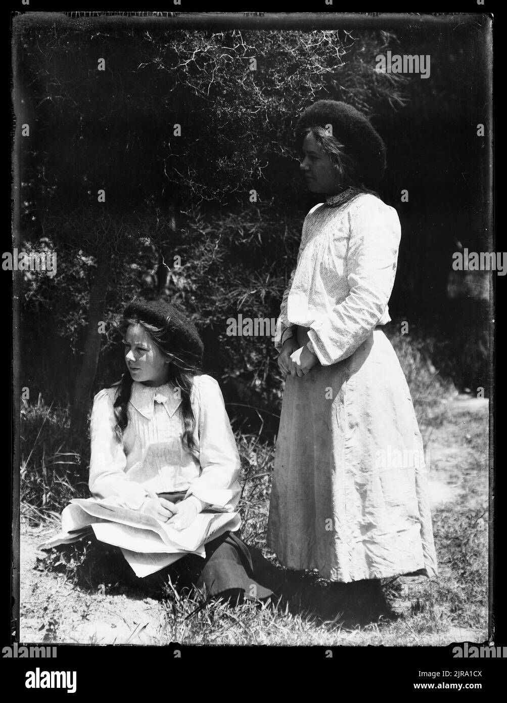 Two Hatted Girls , circa 1900, maker unknown Stock Photo - Alamy