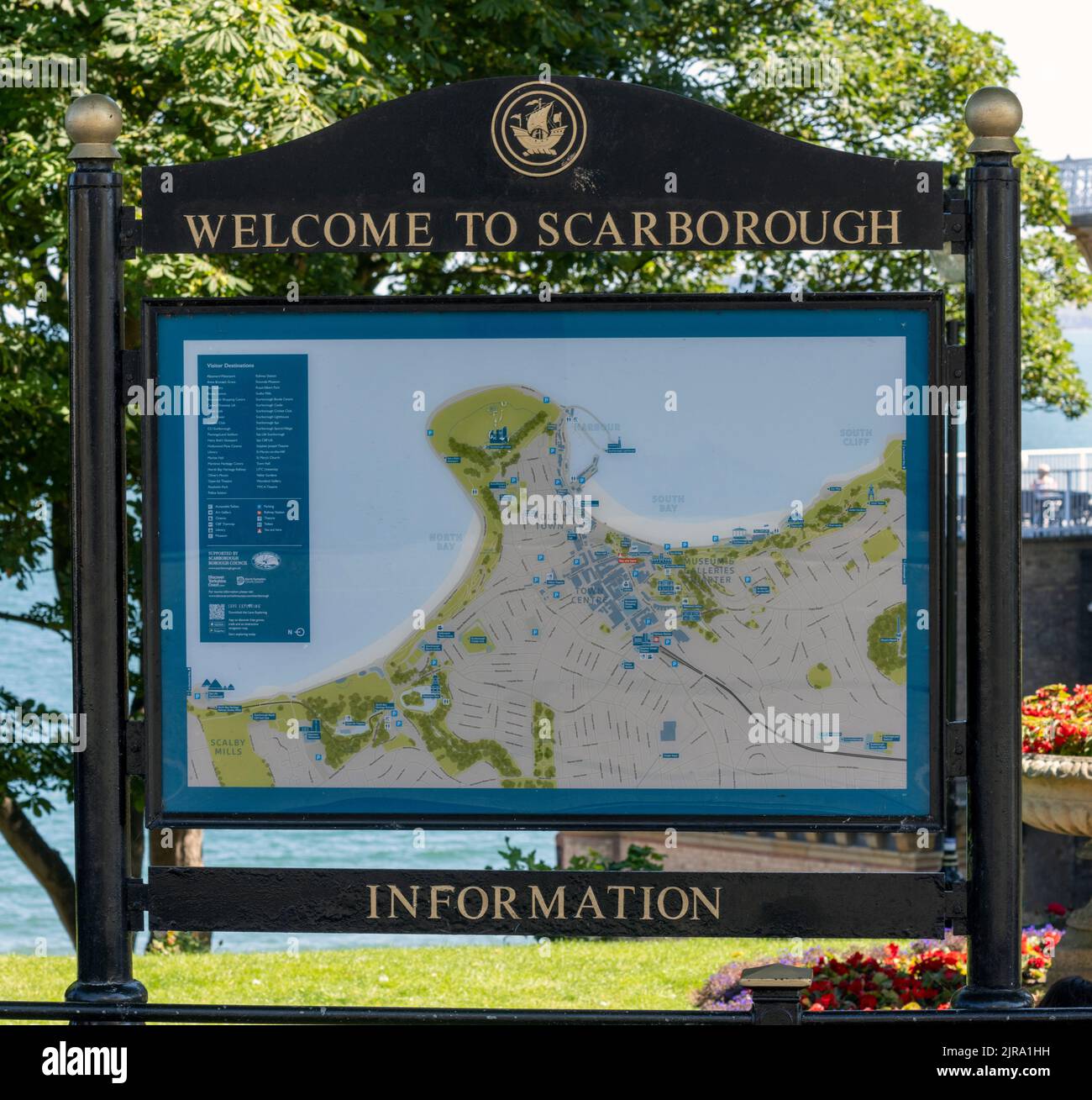 Welcome to Scarborough sign including a tourist map of the town ...