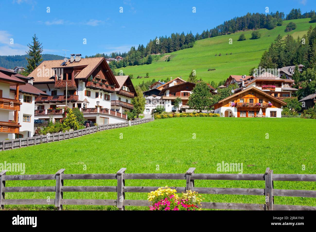 Beautiful village in South Tyrol during summer, Italy Stock Photo - Alamy