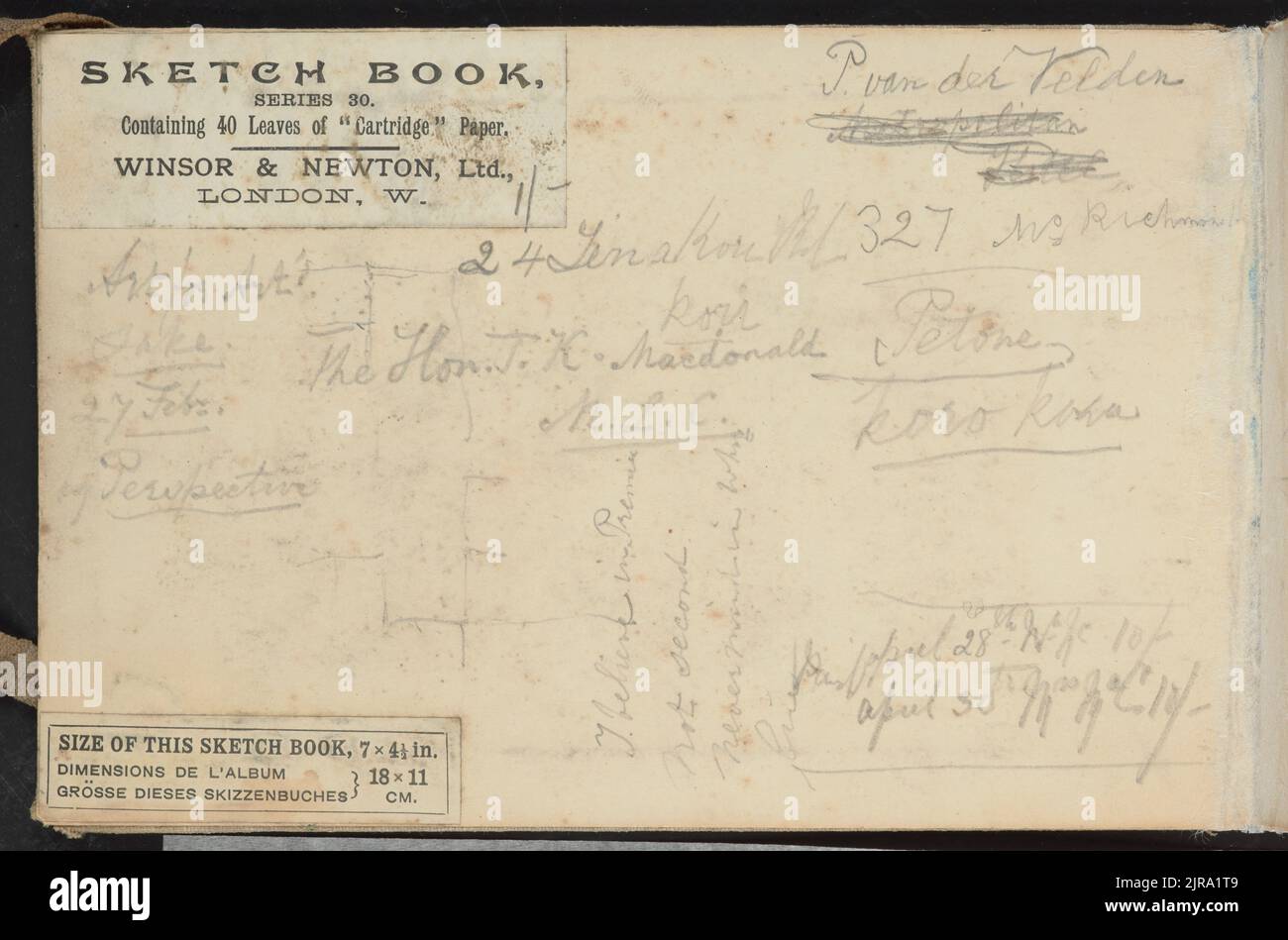 Inside front cover: From: A 1907/8 sketchbook., 1907-1908, Wellington, by Petrus van der Velden ...