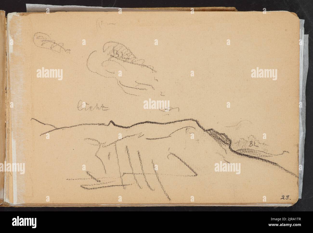 Sketch of landscape in An 1893 sketchbook, 1893, Christchurch, by ...