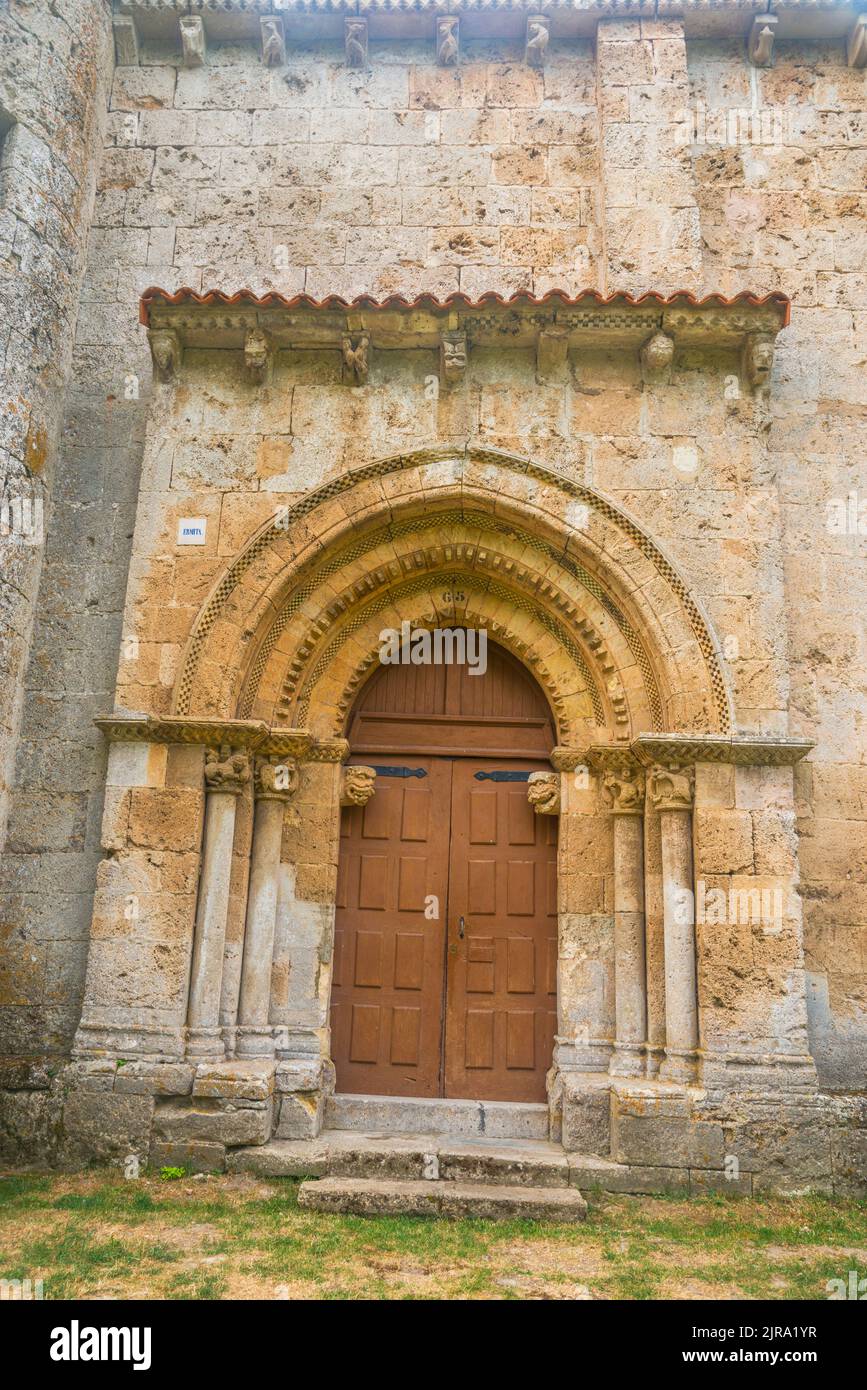 Facade of Nuestra Señora del Valle church. Monasterio de Rodilla ...