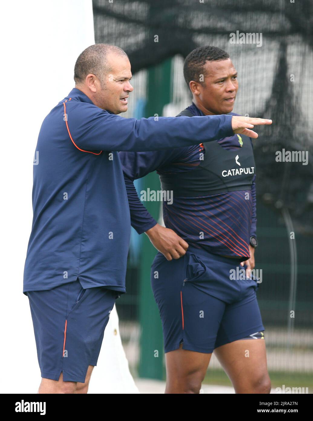 South Africa’s Glenton Stuurman (right) during a nets session at ...