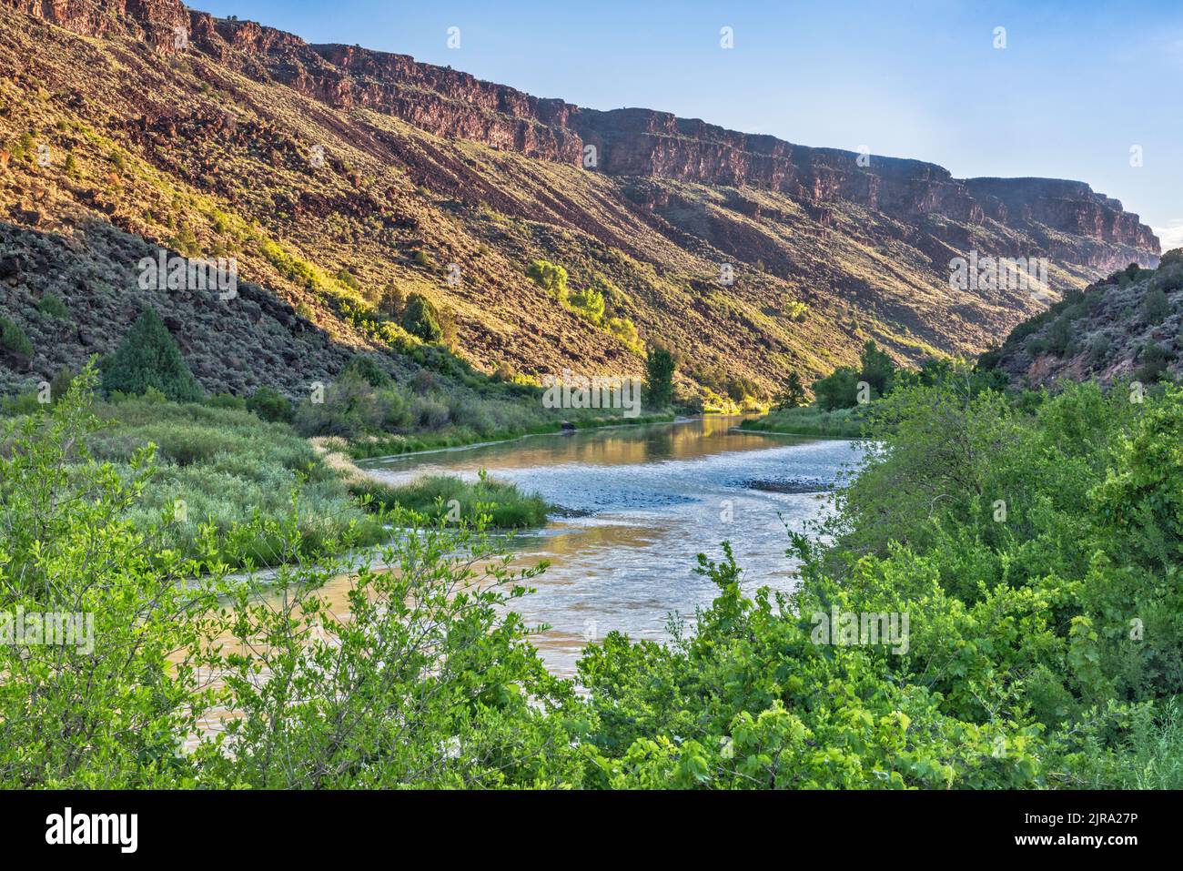 Rio Grande Gorge, cutting through basalt and rhyolite volcanic rocks at ...
