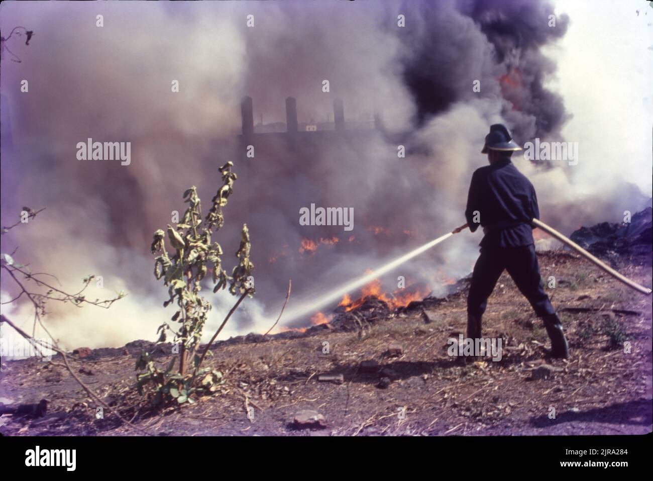 Fireman dousing the fire at chemical factory in Kurla, Mumbai Stock ...
