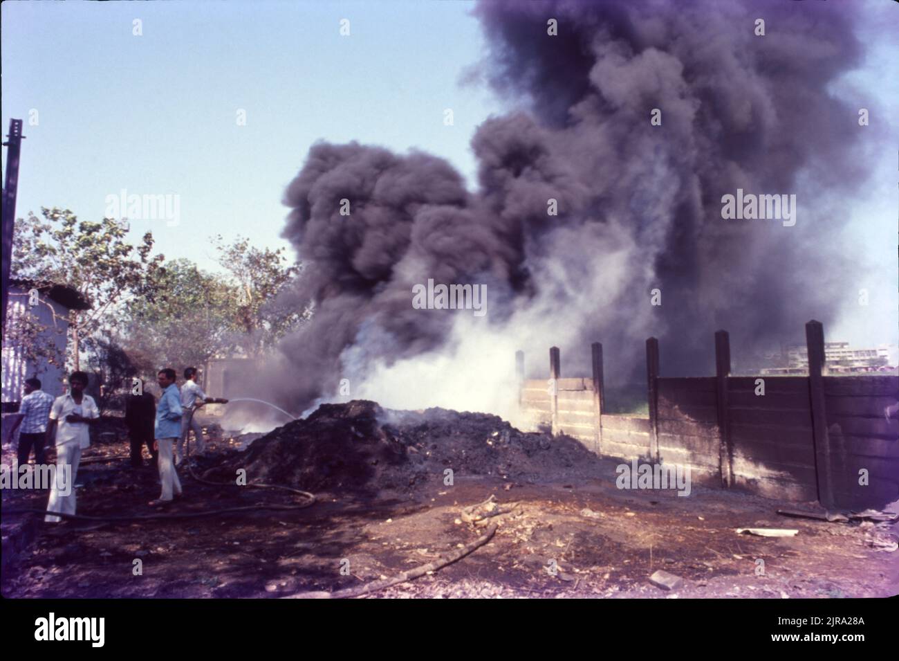 Chemical Fire being doused by Fire Fighters in Kurla, Mumbai Stock ...