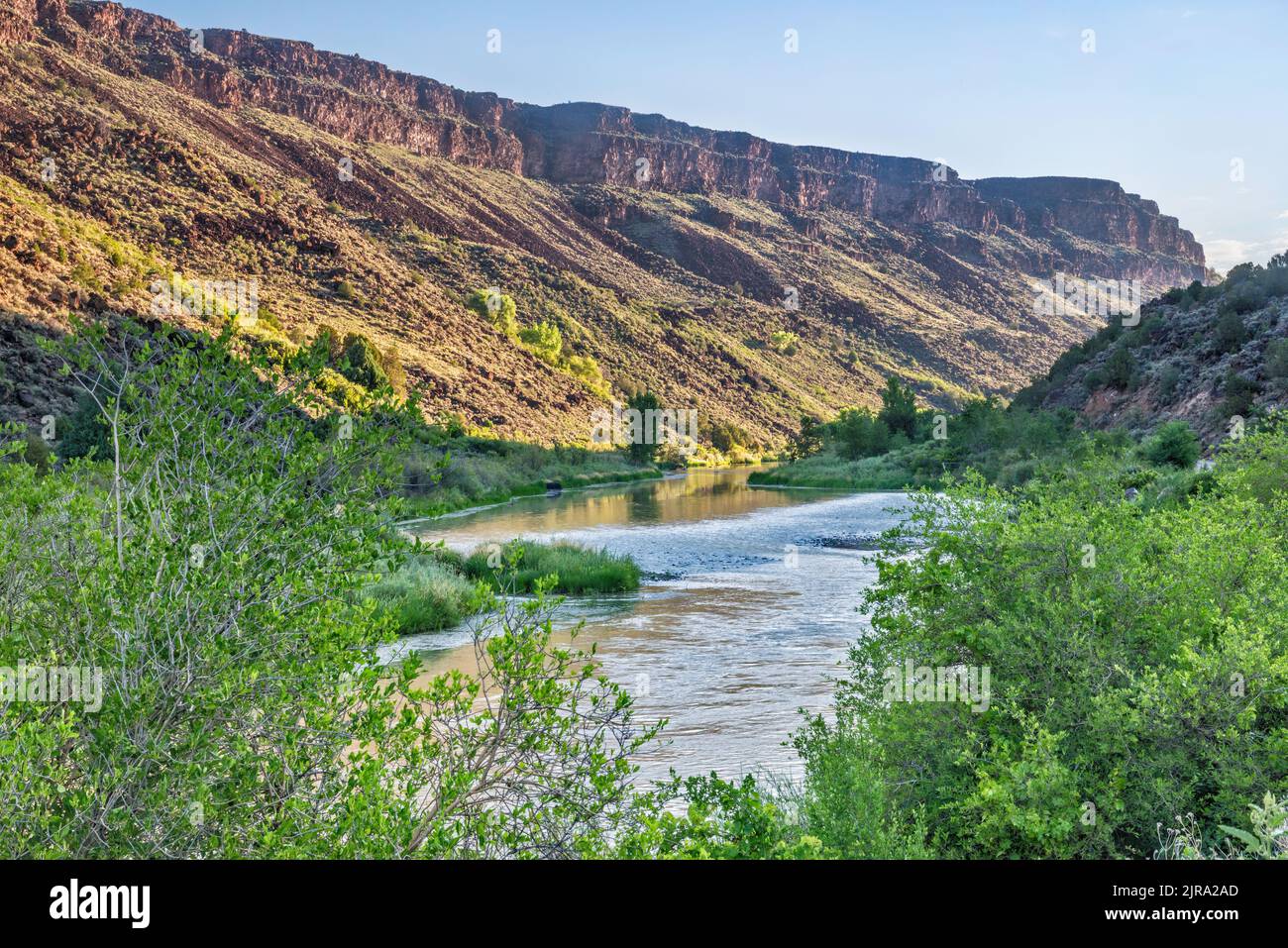 Rio Grande Gorge, cutting through basalt and rhyolite volcanic rocks at ...