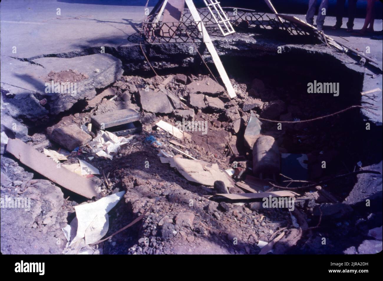 Destruction due to Bomb blast in Worli, Mumbai, Maharashtr, India Stock ...