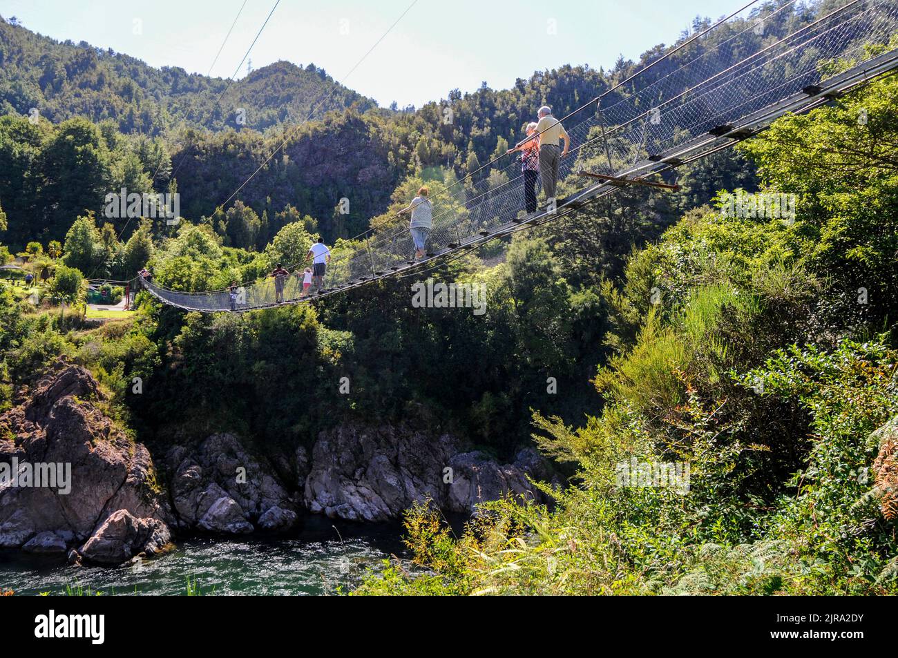 Two-way traffic as visitors cross New Zealand's longest swing bridge ...