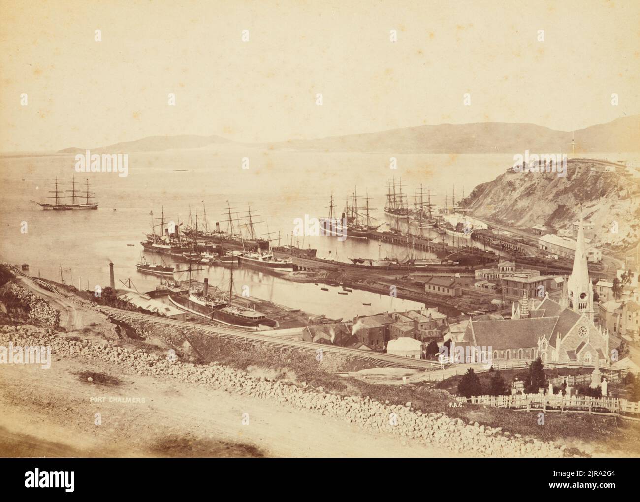 Port Chalmers. From the album: N. Z. Scenery, 1881-1890, Port Chalmers, by Frank Coxhead Stock ...