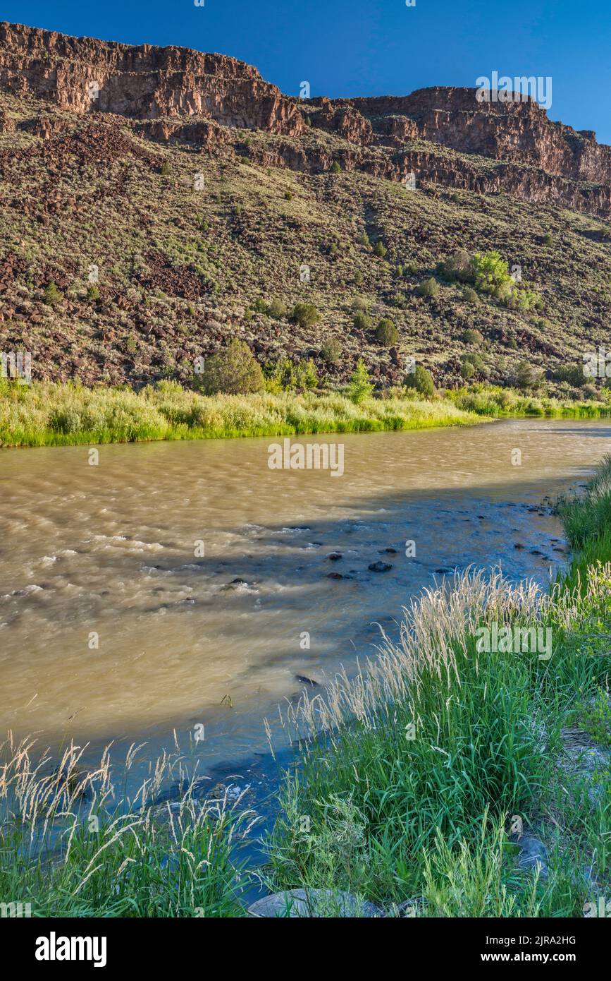 Rio Grande Gorge, cutting through basalt and rhyolite volcanic rocks at ...