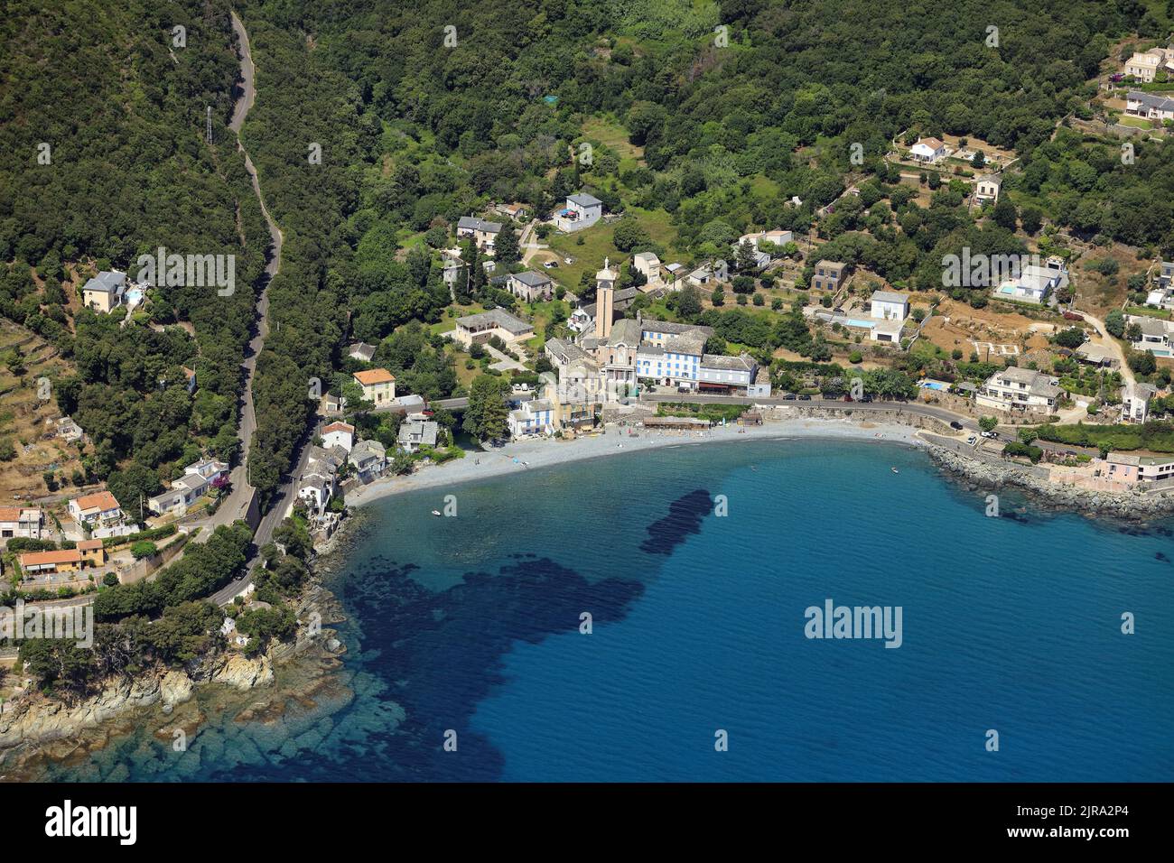 North of Corsica, Haute-Corse department, Brando: aerial view of the ...