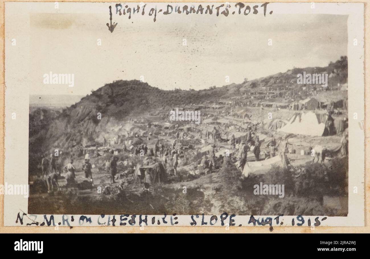 New Zealand Mounted Rifles on 'Cheshire Slope', August 1915. From the ...