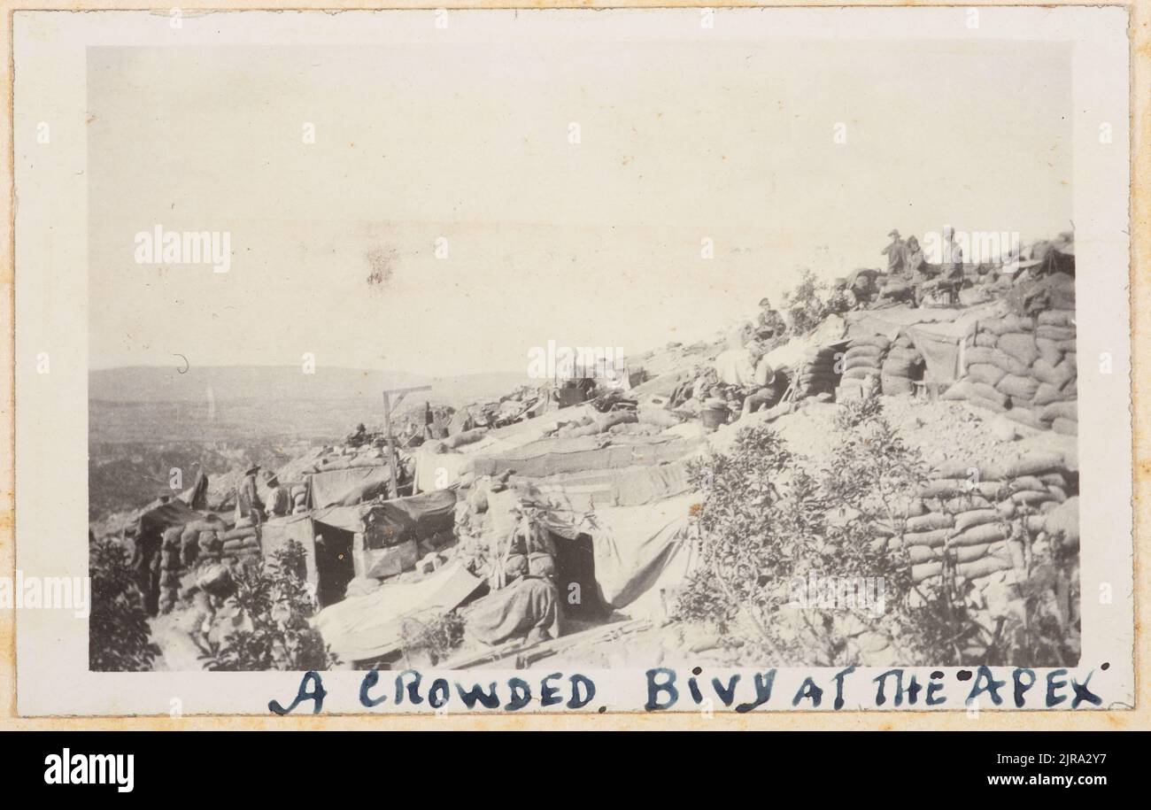 A crowded bivy at the 'Apex'. From the album: Photograph album of Major ...