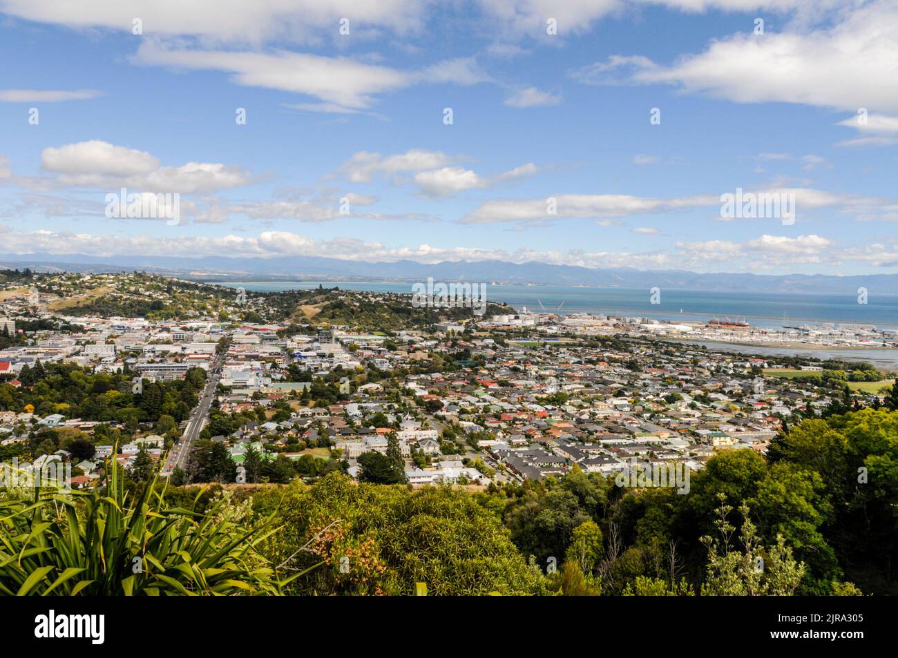 Nelson from a high hill called, 'Centre of New Zealand' on South Island ...