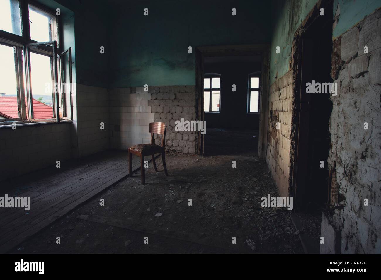 Abandoned haunted manor. Dark dirty grunge and creepy atmosphere Stock ...