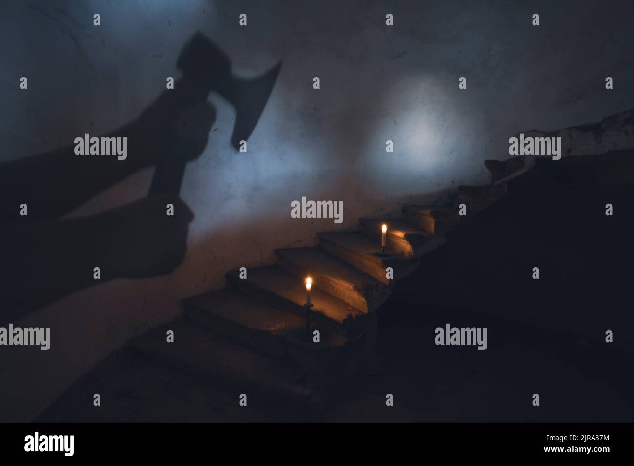 Ghost in abandoned, haunted house. Horror scene of spooky silhouette ...