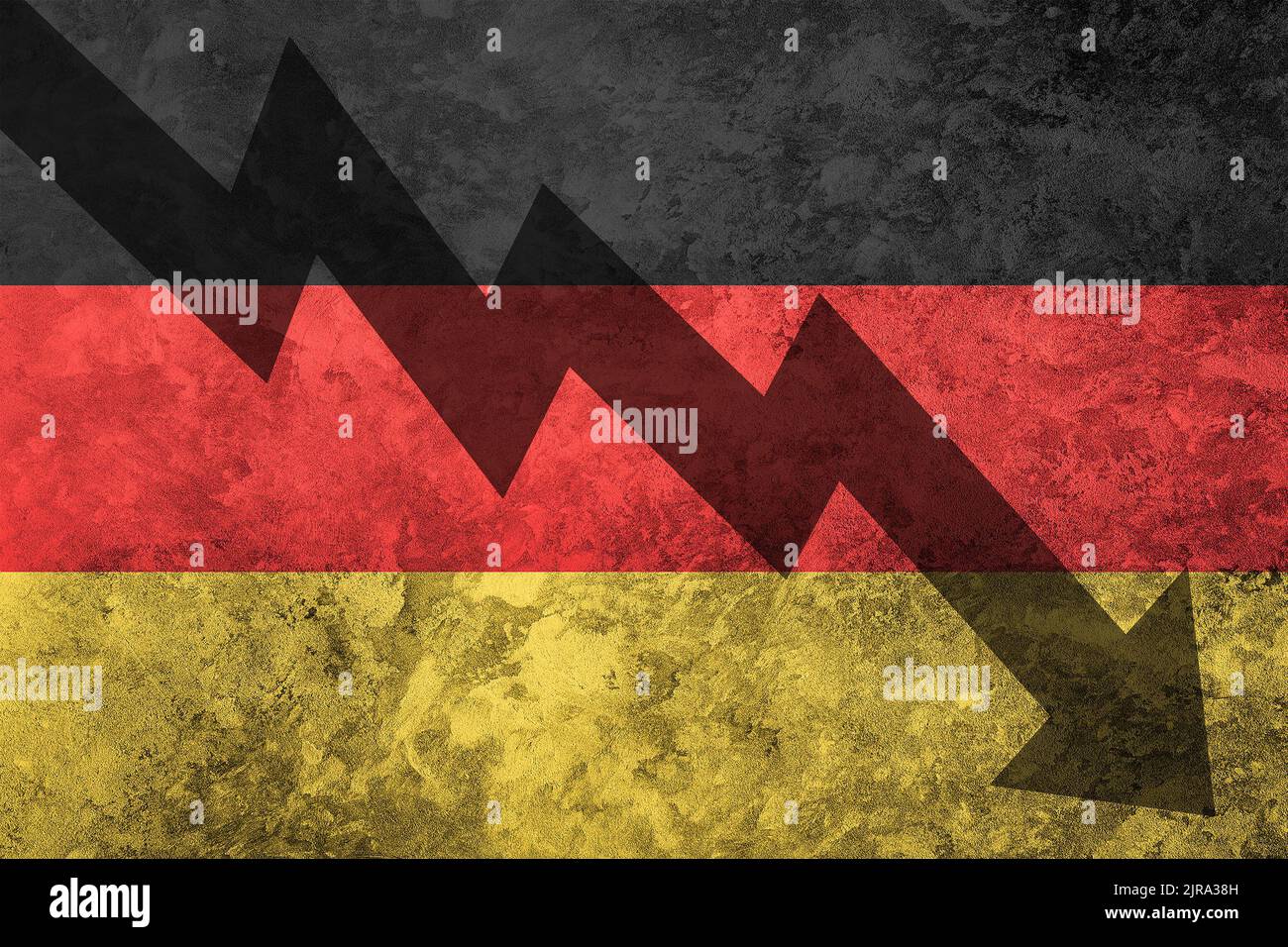Arrow down on the background of the Germany flag. The concept of ...