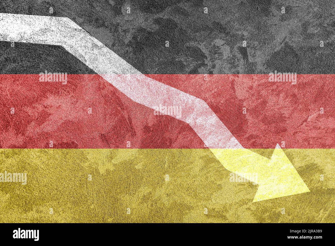 Arrow down on the background of the Germany flag. The concept of ...